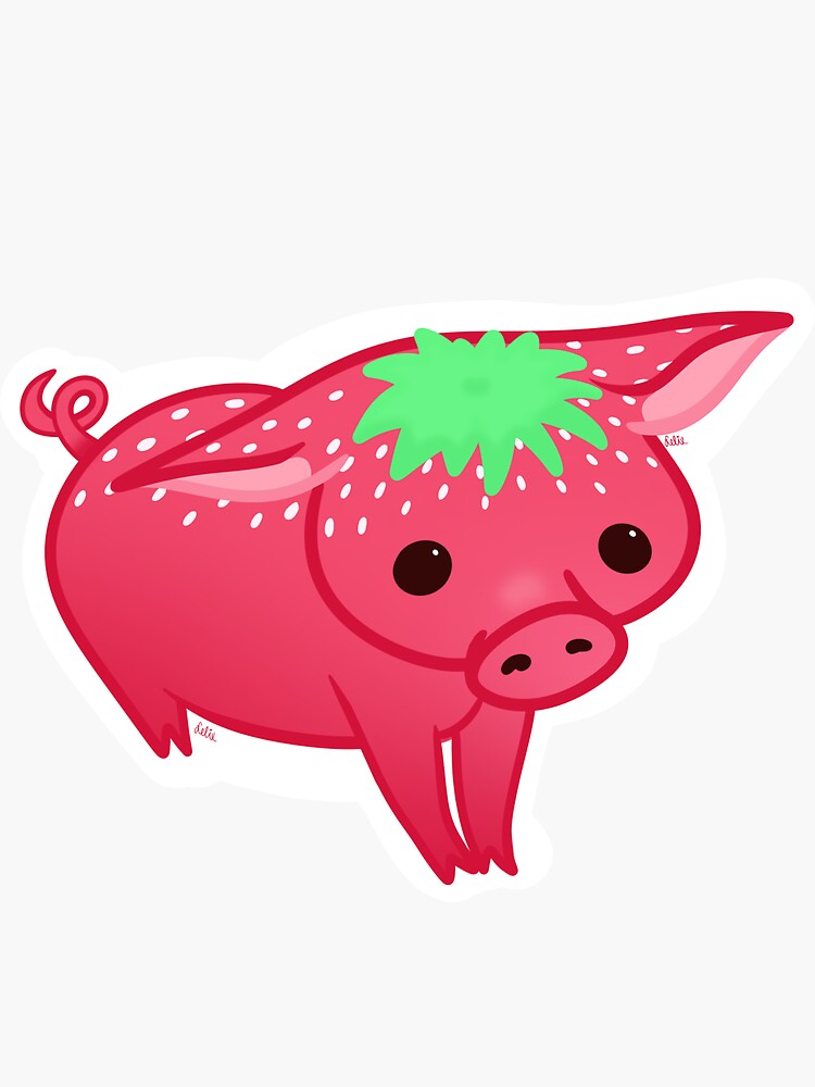 "strawberry pig" Sticker for Sale by froglixprints | Redbubble