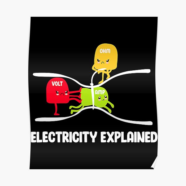"Electricity Explained Volt Ohm Amp Funny Electrician" Poster by ...