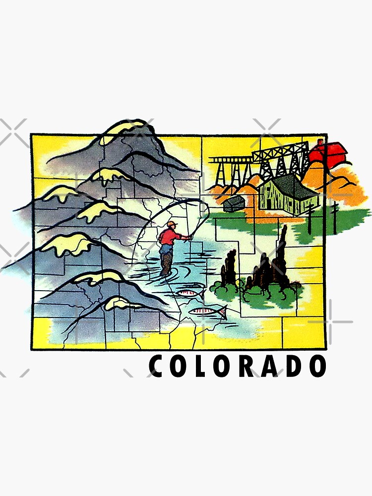 "Colorado State Graphic Map Vintage Travel Decal" Sticker by hilda74 ...