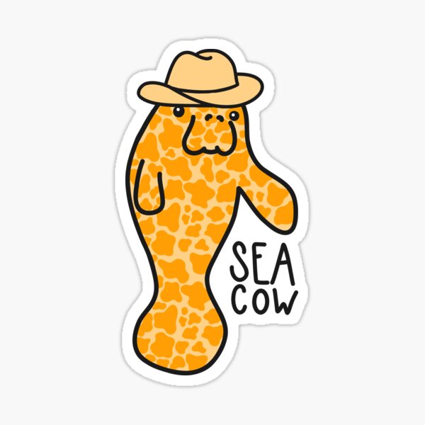 "Otis the Orange Sea Cow" Sticker by ironygal | Redbubble