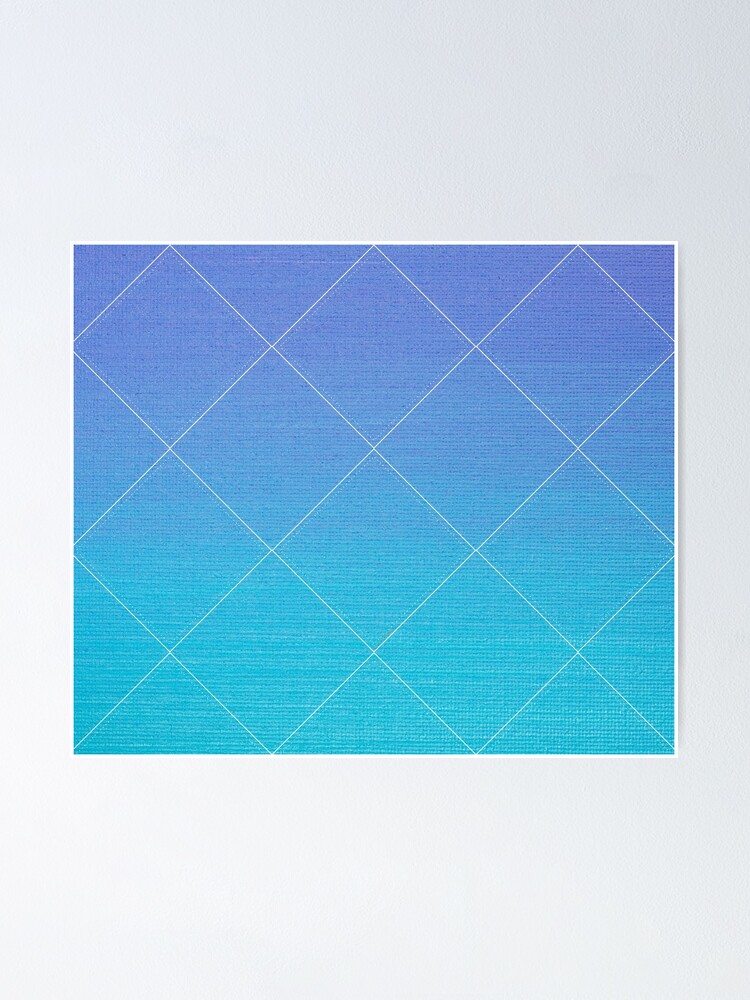 "White Diamond Pattern Blue Turquoise Gradient 2022 - Redbubble" Poster ...