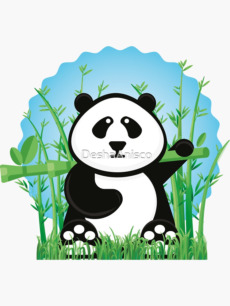 "Panda Eating Bamboo" Sticker for Sale by DeshaAnisco | Redbubble