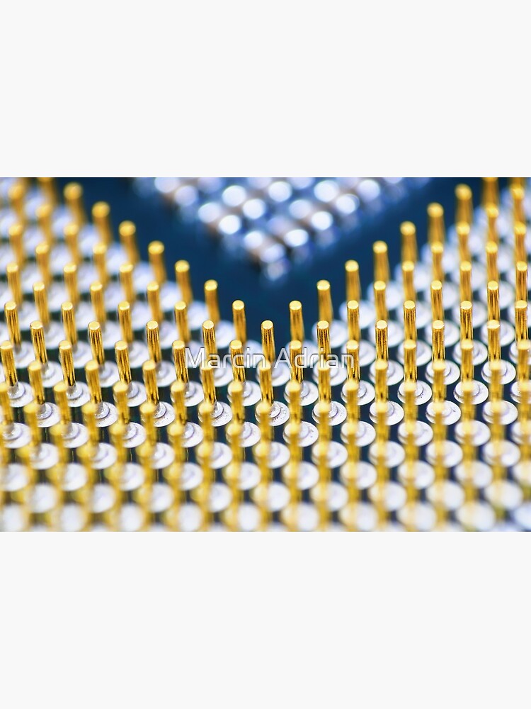 Cpu pins and chip, microchip processor legs computer component technology computer nerd. Macro ...