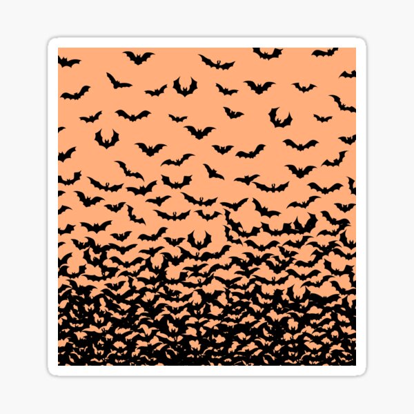 "Bats on Pastel Orange Print, Bat Design, Bat Print, Halloween Print, I ...