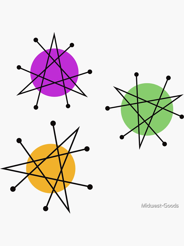 "Retro vintage Atomic Stars 1950’s mid century modern boho " Sticker ...