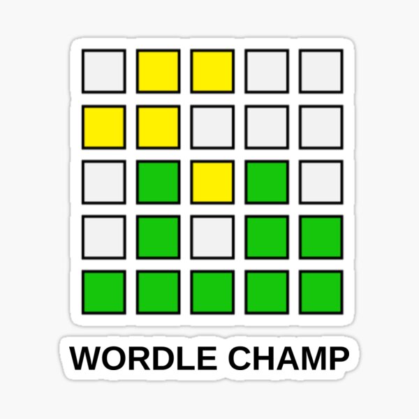 "Wordle Champ!" Sticker by SeriousPrints | Redbubble