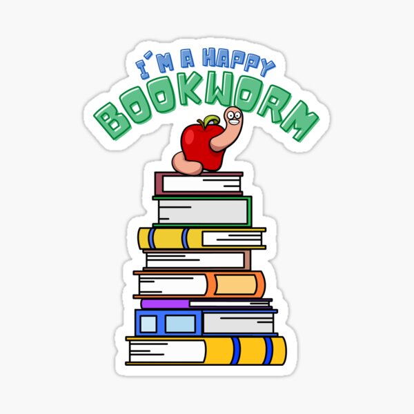"Happy Bookworm" Sticker for Sale by gdoc71 | Redbubble