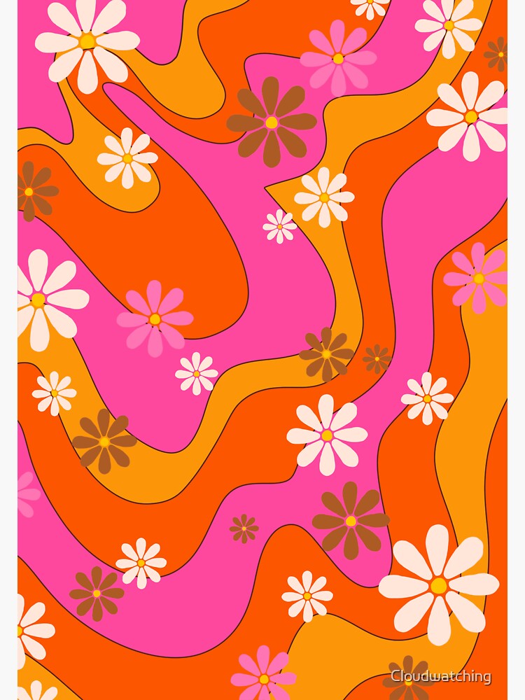 "60s and 70s retro flower power" Sticker by Cloudwatching | Redbubble