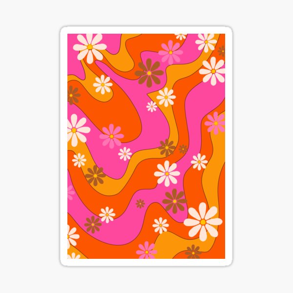 "60s and 70s retro flower power" Sticker by Cloudwatching | Redbubble