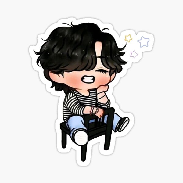 "BTS V CHIBI" Sticker by moatasimabaou1 | Redbubble
