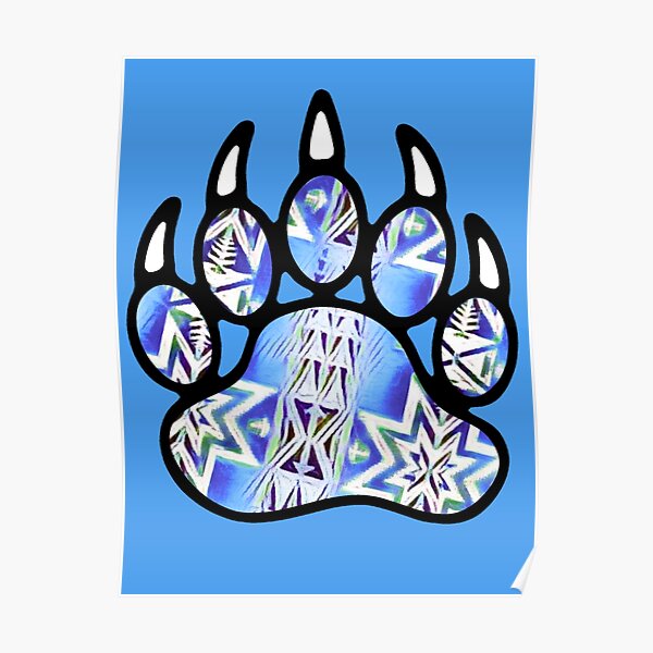 "Blue / White Native Bear Paw Print" Poster by JMWCD | Redbubble