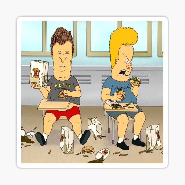 "Beavis and Butt-Head - Burger Time" Sticker by MondrianuM | Redbubble