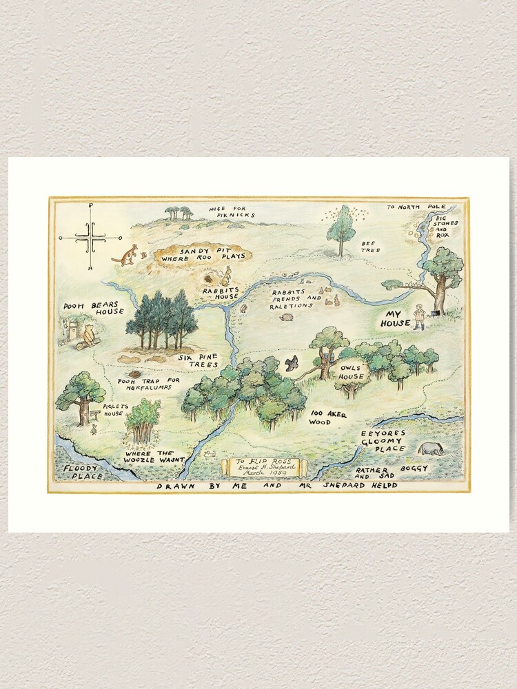 "100 Acre Wood Map by E.H. Shepard" Art Print for Sale by Mamalead ...