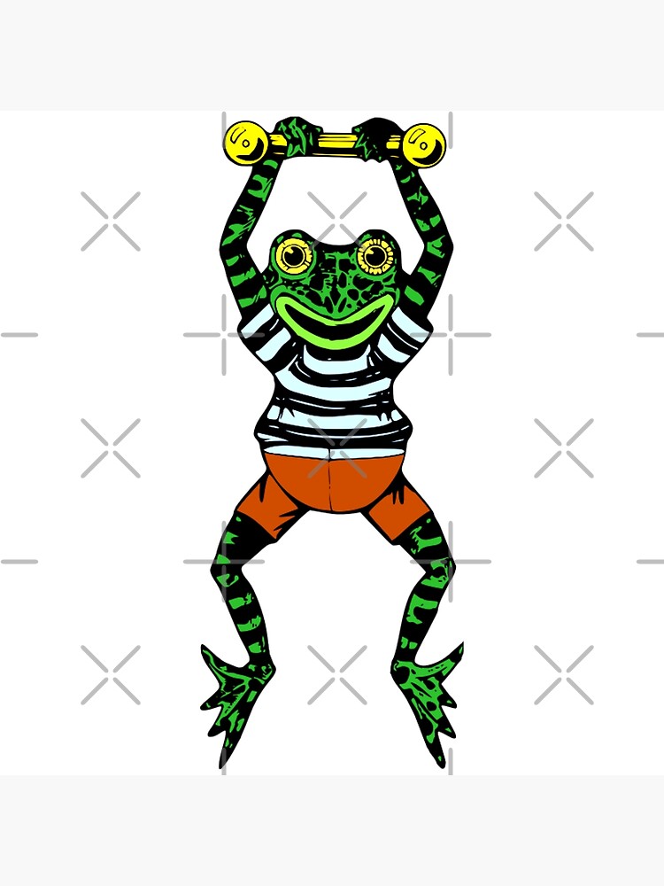 "Muscular Frog - Frog in gym gear doing pull ups" Poster by ...