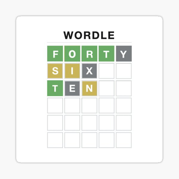 "Worldle Forty-Six Ten" Sticker for Sale by calebweidner | Redbubble