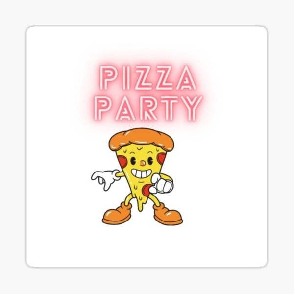 "Pizza Party Beautiful Text Design with cute cool Funny fizza Logo ...