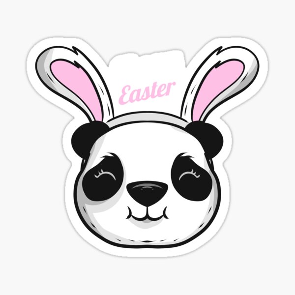 "A Panda Has Easter Bunny Ears On His Head Panda Easter" Sticker by ...
