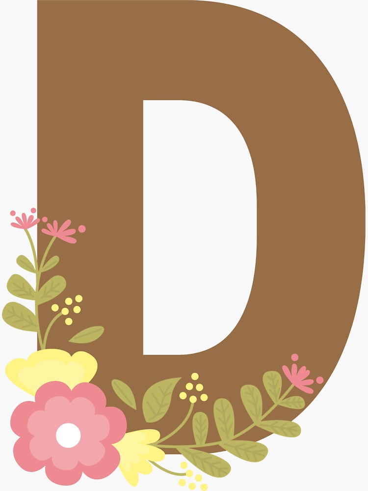 "Vintage Floral Brown Letter D" Sticker for Sale by EverdayInitials ...