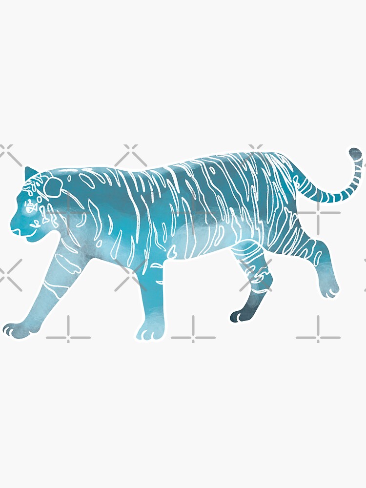 "Blue Tiger" Sticker for Sale by nualaXuniverse | Redbubble