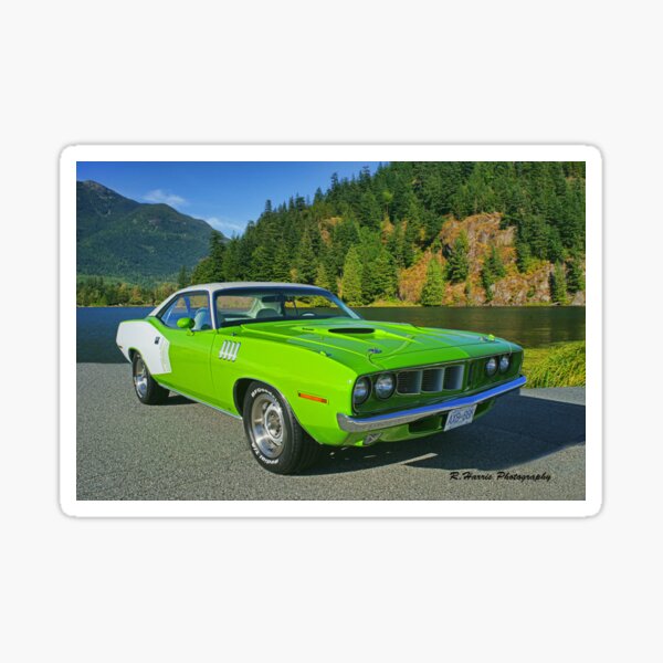 "Green 340 Cuda" Sticker for Sale by rharrisphotos | Redbubble