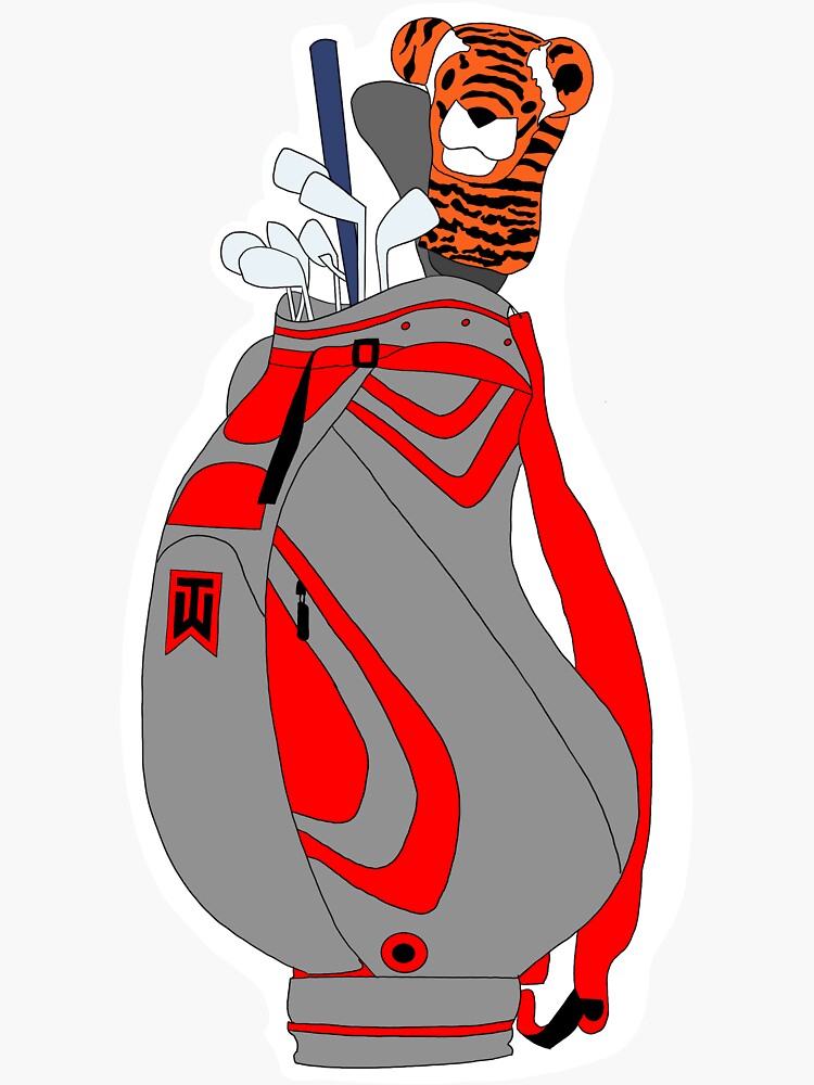 "Tiger Woods golf bag" Sticker by Hodgy2Times | Redbubble