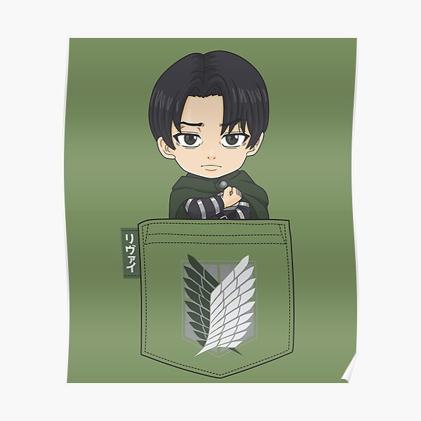 "Levi Ackerman Pocket Chibi" Poster by TeeTowArgh | Redbubble