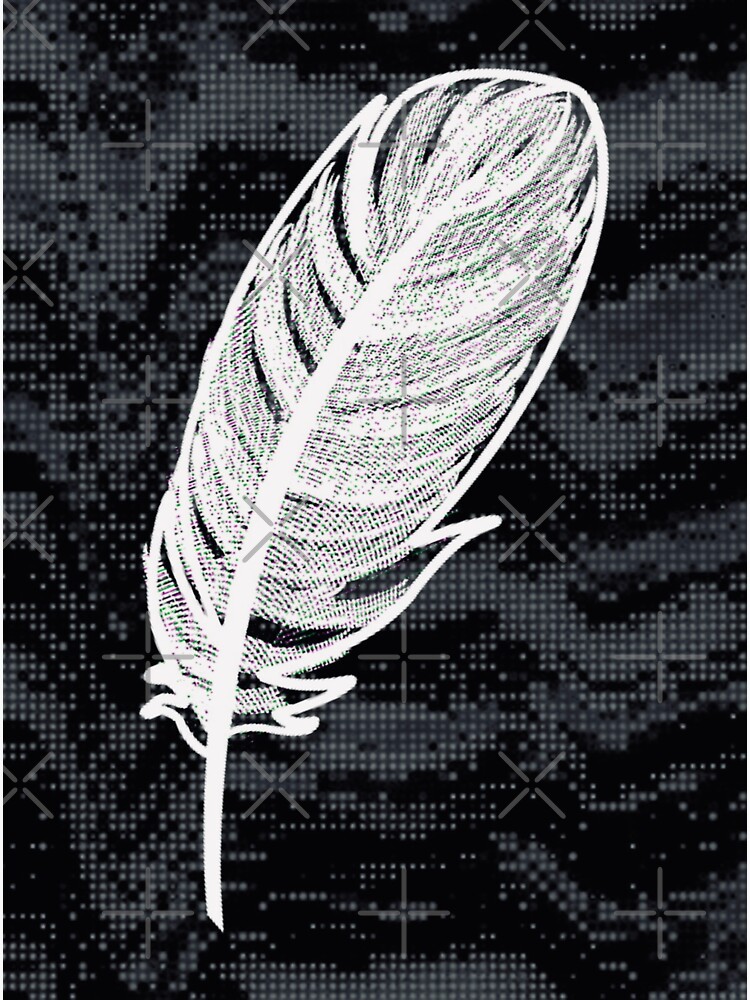 "White Feather on Black Pixelated Background" Sticker by christina-lynn ...