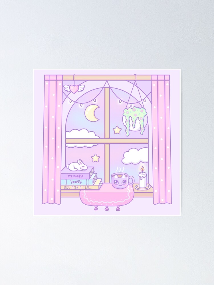 "Cute Kawaii Aesthetic Window Scene" Poster for Sale by icandyshop ...