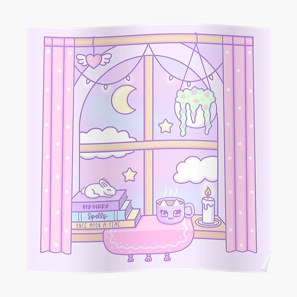 "Cute Kawaii Aesthetic Window Scene" Poster for Sale by icandyshop ...