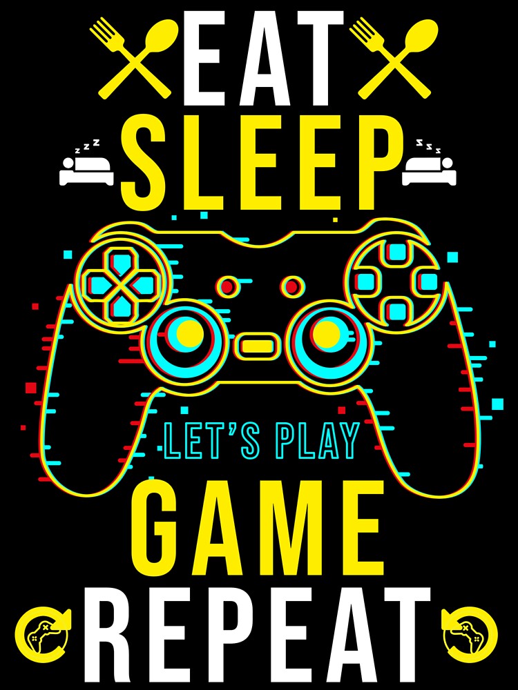 "Eat sleep game repeat / gamer / console" Sticker by Artocity99 | Redbubble