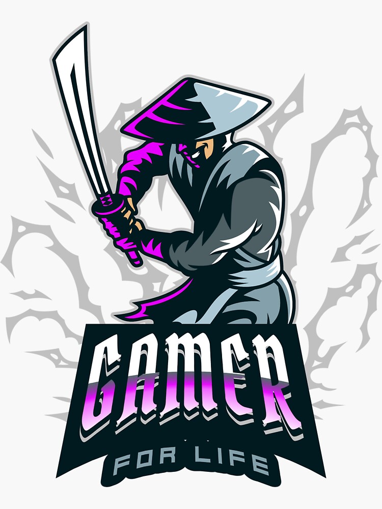 "Gamer for Life with Samurai Master Battel" Sticker for Sale by ...