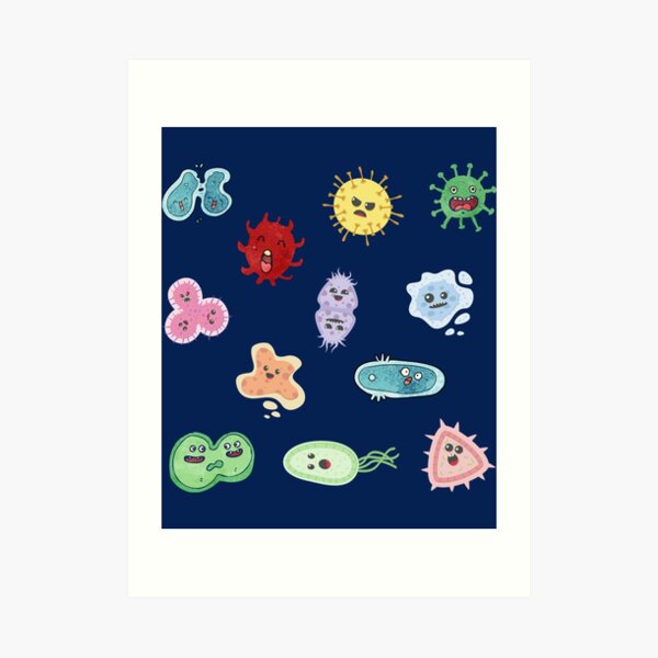 "Cute Microbes Bacteria, Virus, Ecoli MicroBiology Seamless Pattern ...