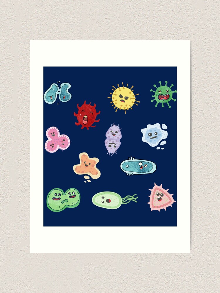 "Cute Microbes Bacteria, Virus, Ecoli MicroBiology Seamless Pattern ...
