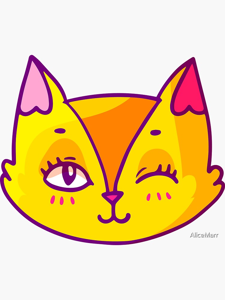 "Orange smiling cat face" Sticker for Sale by AliceMarr | Redbubble