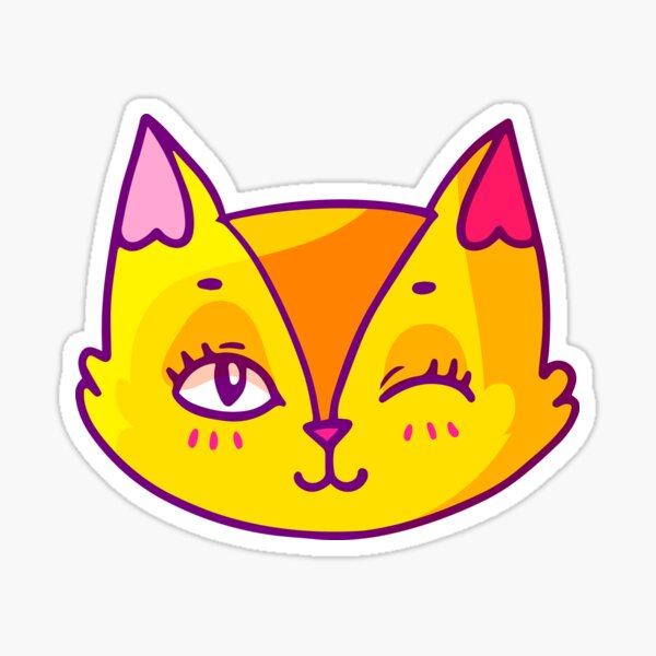 "Orange smiling cat face" Sticker for Sale by AliceMarr | Redbubble