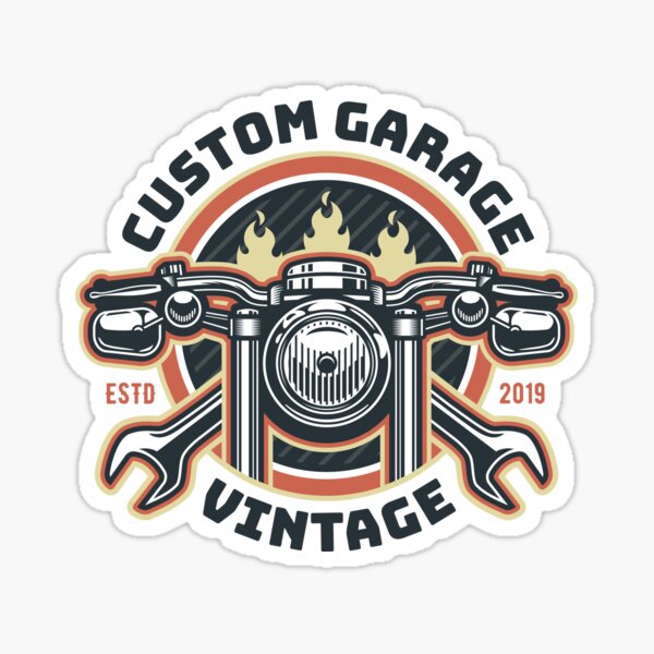 "Custom garage vintage logo" Sticker by MarsAkme | Redbubble