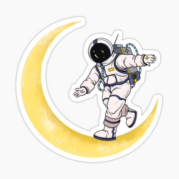 "Spaceface, Astronauts In Space With Moon Star, Zero Gee" Sticker by ...