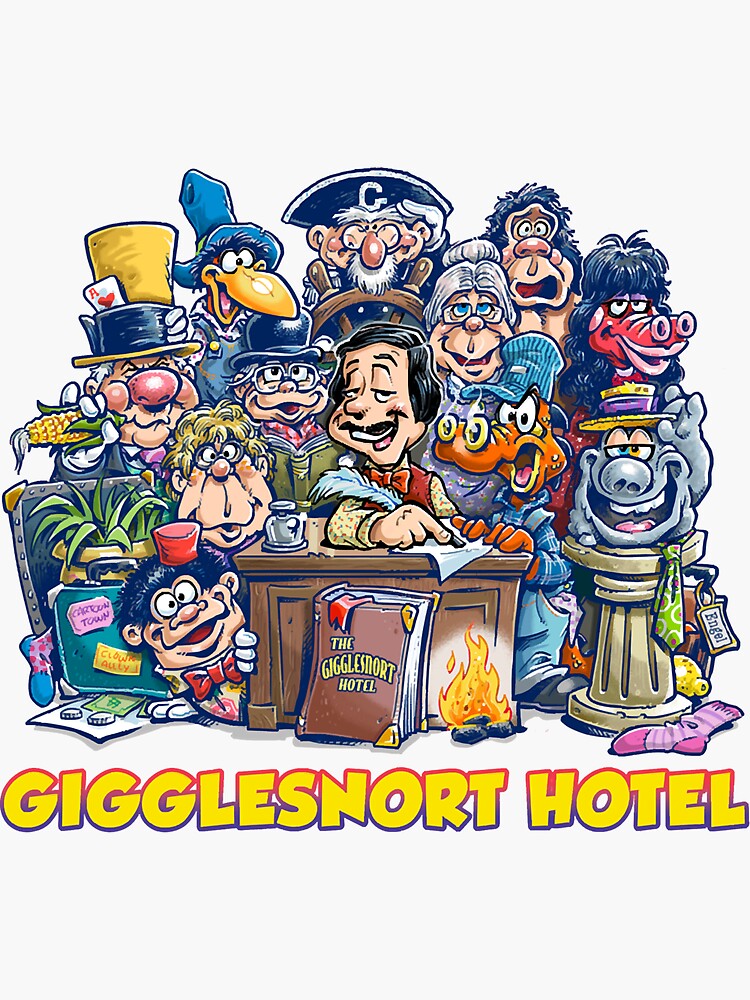 "GIGGLESNORT HOTEL" Sticker by SherylNichols | Redbubble