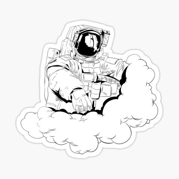 "Spaceface, Astronauts In Space With Moon Star, Zero Gee" Sticker for ...