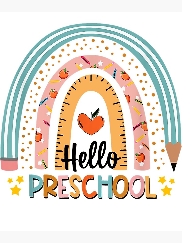 "Hello Preschool Boho Rainbow Teacher Back To School" Poster by ...