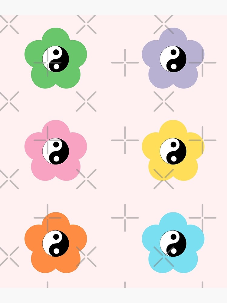 "[sticker pack] y2k flowers with Yin Yang" Poster for Sale by Colorful ...