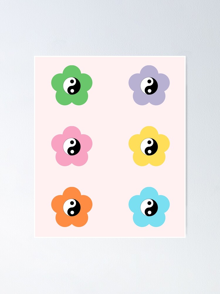 "[sticker pack] y2k flowers with Yin Yang" Poster for Sale by Colorful ...
