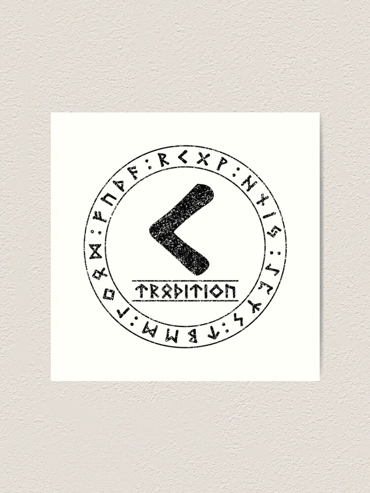 "Rune symbol of Tradition Kenaz. Old stamp of the vikings rune circle ...
