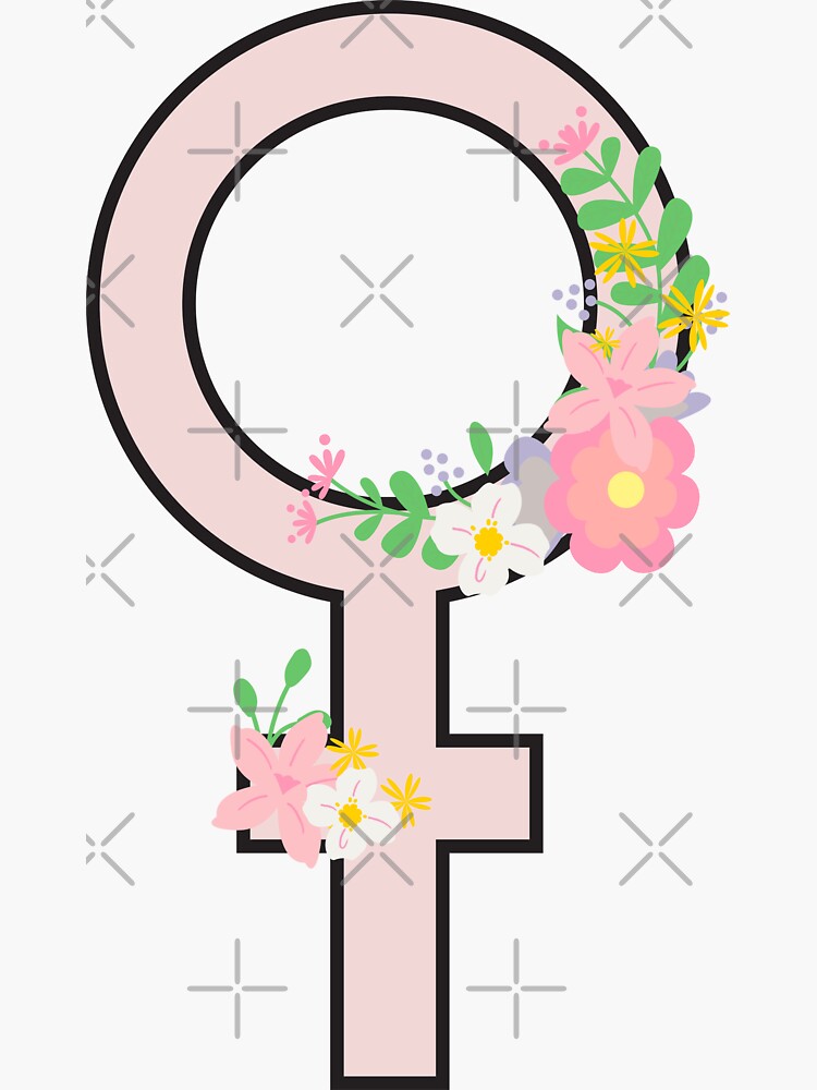 "women sign with flowers" Sticker by Colorful-Inspo | Redbubble