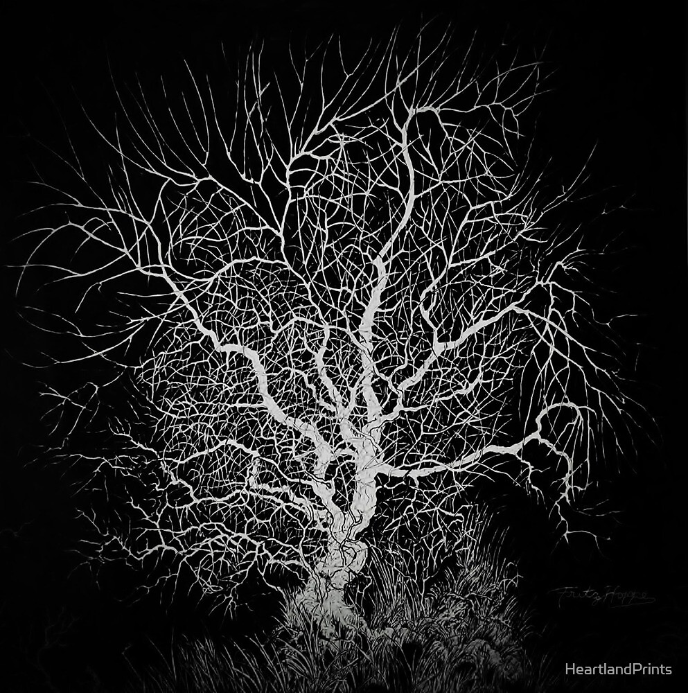 "Hand Drawn Tree of Life - Negative Space Black & White" by ...