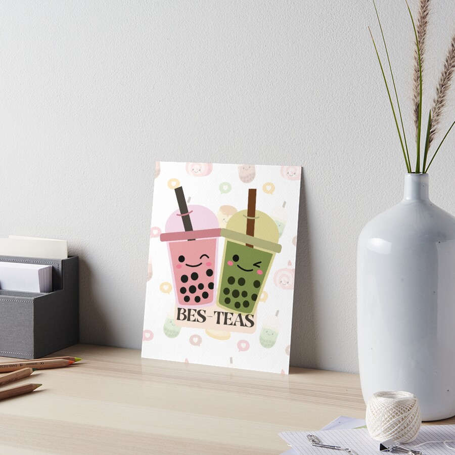 "BES-TEAS Strawberry Matcha Boba Bubble Tea Cute Kawaii Funny " Art ...