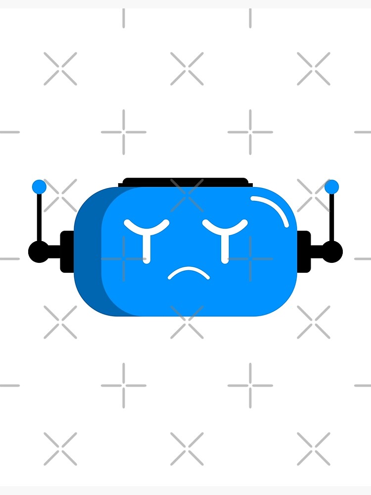 "Cute Sad Cartoon Robot Face" Poster for Sale by theulum | Redbubble