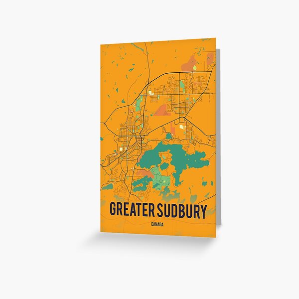 "City of greater sudbury maps - Map print and wall art" Greeting Card ...