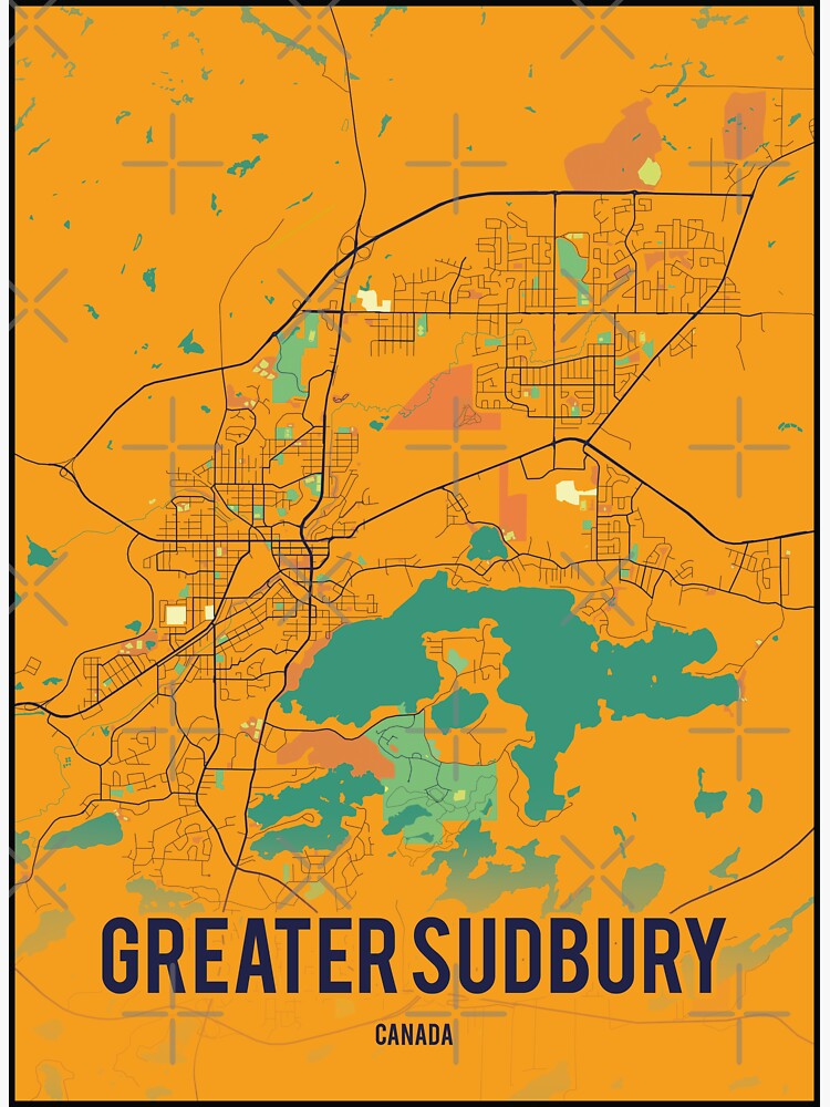 "City of greater sudbury maps - Map print and wall art" Sticker for ...