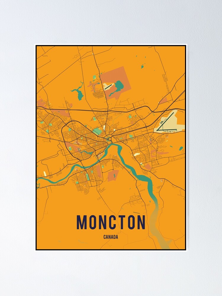 Póster «Impresión de mapa de Moncton - Mapa de Moncton New Brunswick ...